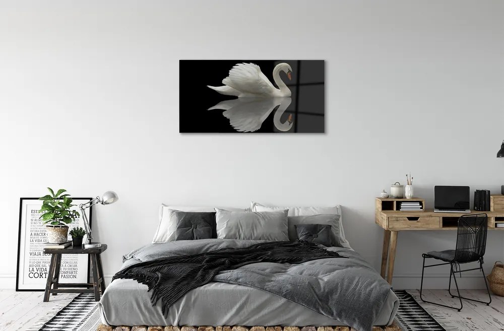 akrylový obraz Swan v noci 100x50 cm