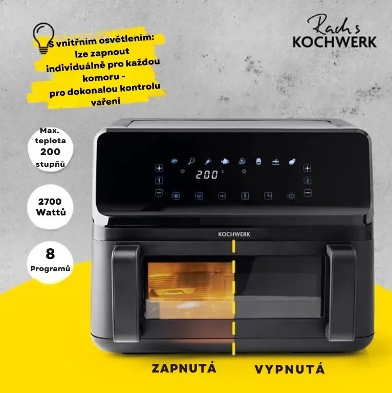 KochWerk Horkovzdušná fritéza s dvojitou komorou 14349 Dual Vario