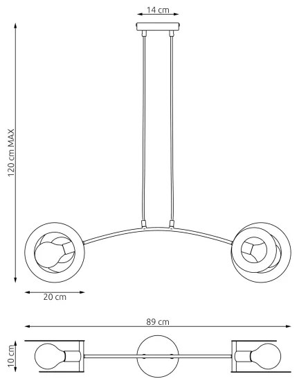Lustr na lanku EUFORIA 2xE27/15W/230V černá