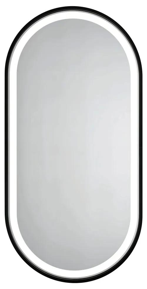HOPA Zrcadlo s LED osvětlením ERFURT BLACK Rozměr A - 50 cm, Rozměr C - 100 cm OLNZERF5010B
