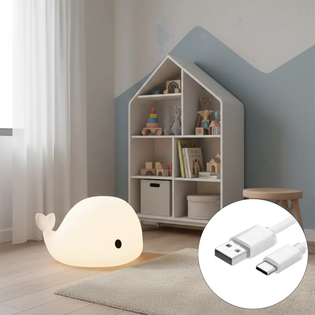 Stolní lampa bílá 50 cm vč. LED stmívatelná IP54 dobíjecí - Baby Whale