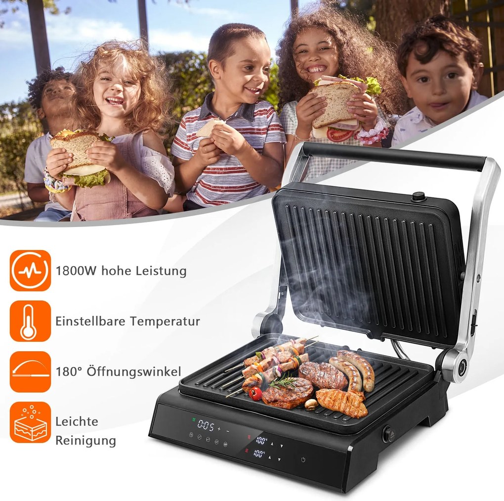 Costway 3-v-1 1800 W Panini lisovací gril s nepřilnavými deskami elektrický gril