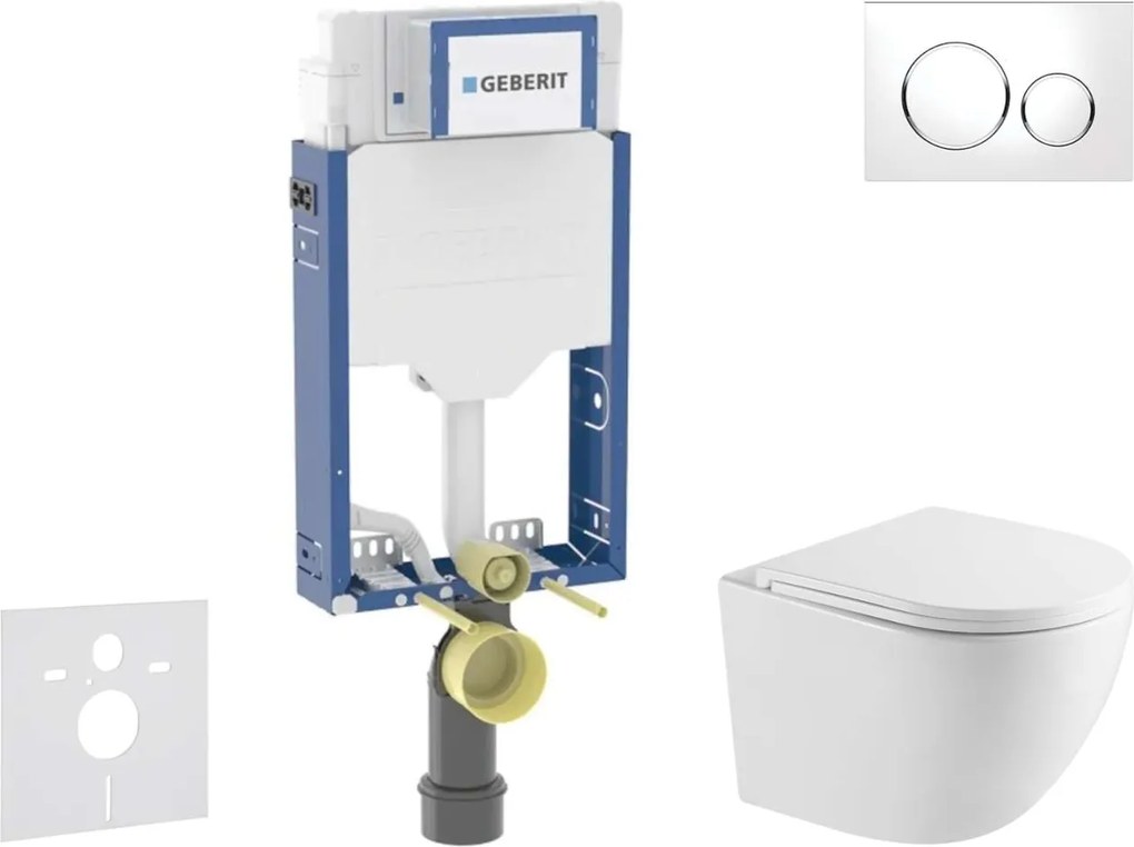 Geberit Kombifix - Set předstěnové instalace, klozetu Oudee a sedátka softclose, tlačítko Sigma20, bílá/chrom SANI15CA3141
