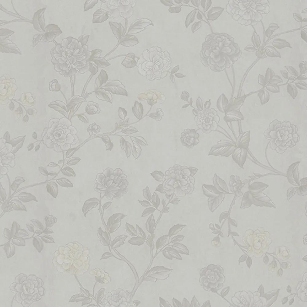 Bílá vliesová tapeta na zeď květiny, Z66805, Satin Flowers, Zambaiti Parati