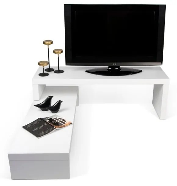 Bílý variabilní TV stolek TemaHome Cliff Walnut