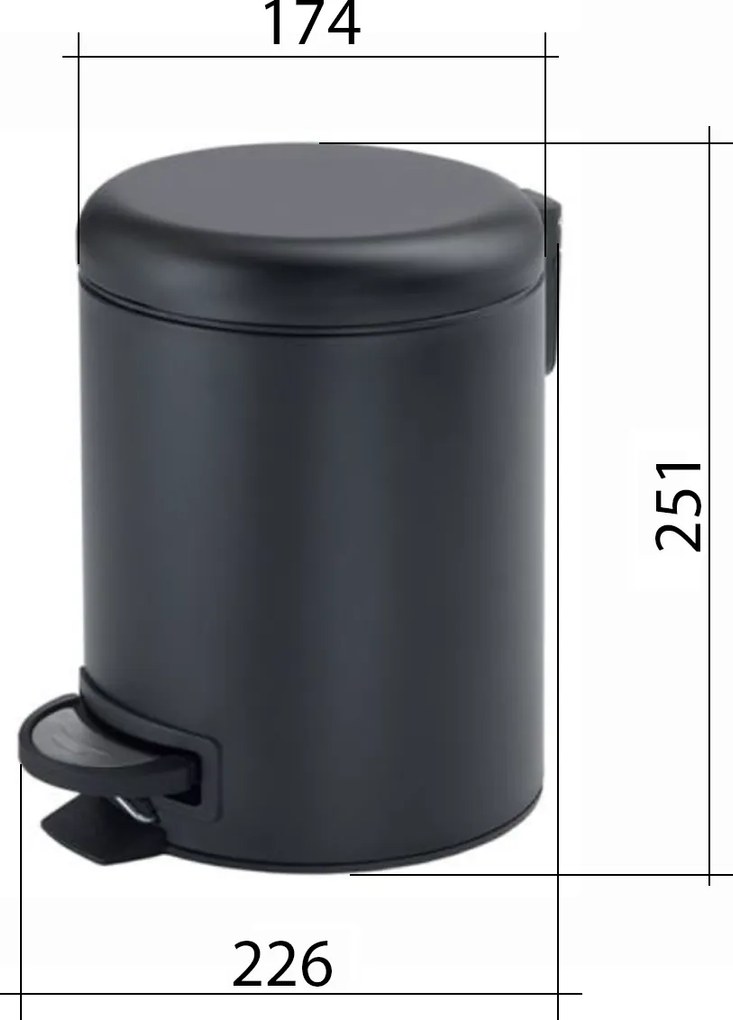 Gedy Gedy, POTTY Odpadkový koš 3l, Soft Close, černá matná, 320914