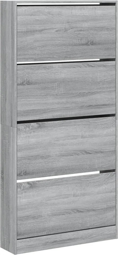 Botník se 4 výklopnými zásuvkami šedý sonoma 80 x 21 x 163,5 cm 3214369