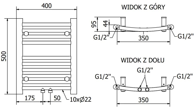 Mexen Ares koupelnový radiátor 500 x 400 mm, 179 W, Bílá - W102-0500-400-00-20