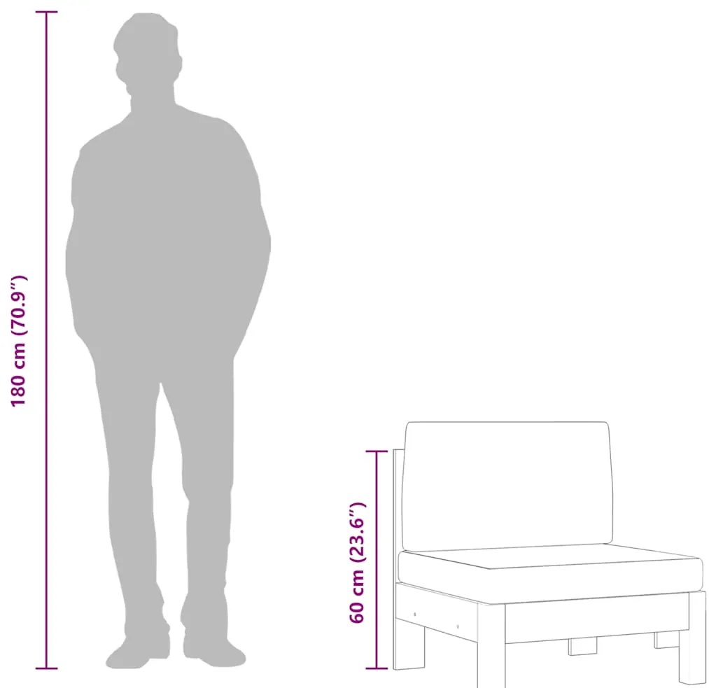 vidaXL Marketos Středová pohovka s krémově bílymi poduškami masívni akácie