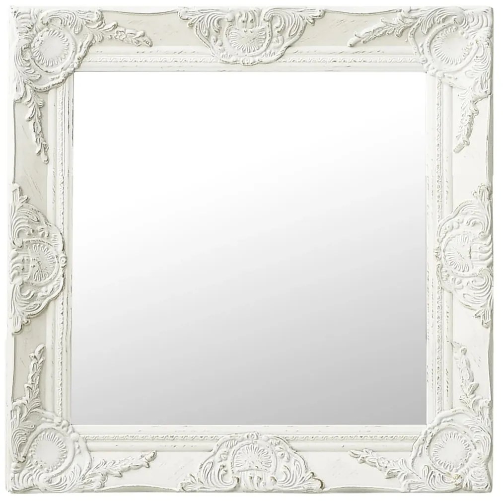 320312 vidaXL Nástěnné zrcadlo barokní styl 50 x 50 cm bílé