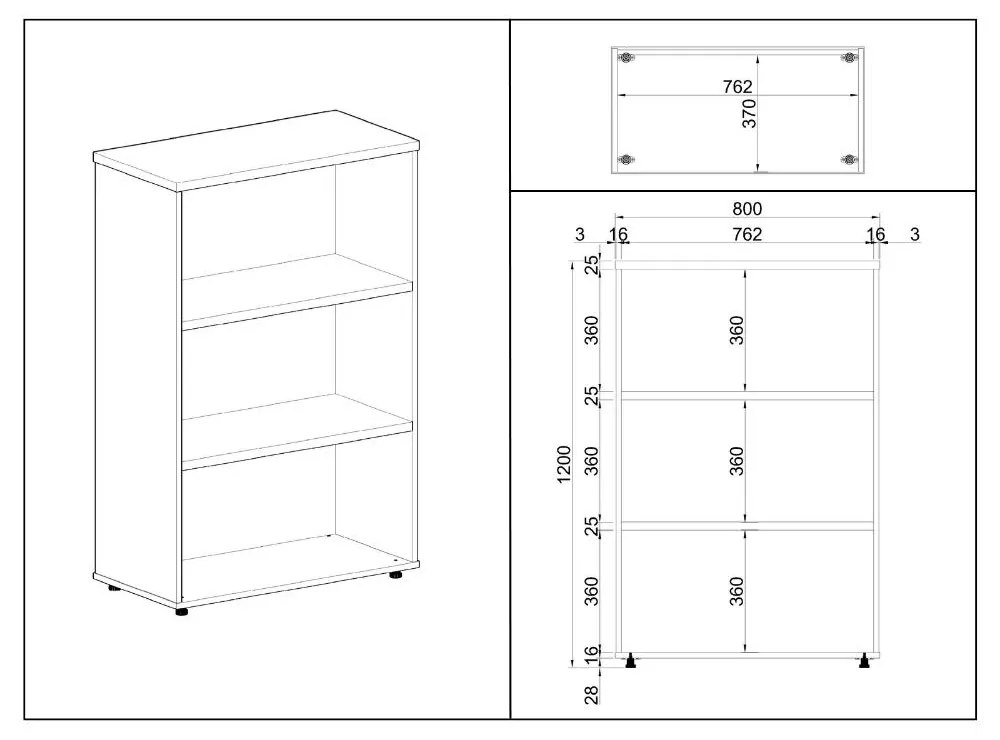 Střední skříň SimpleOffice 80 x 40 x 120 cm, bříza
