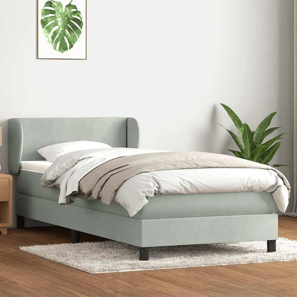 Box Spring Postel s matrací Světle šedá 90x220 cm Samet 3317385