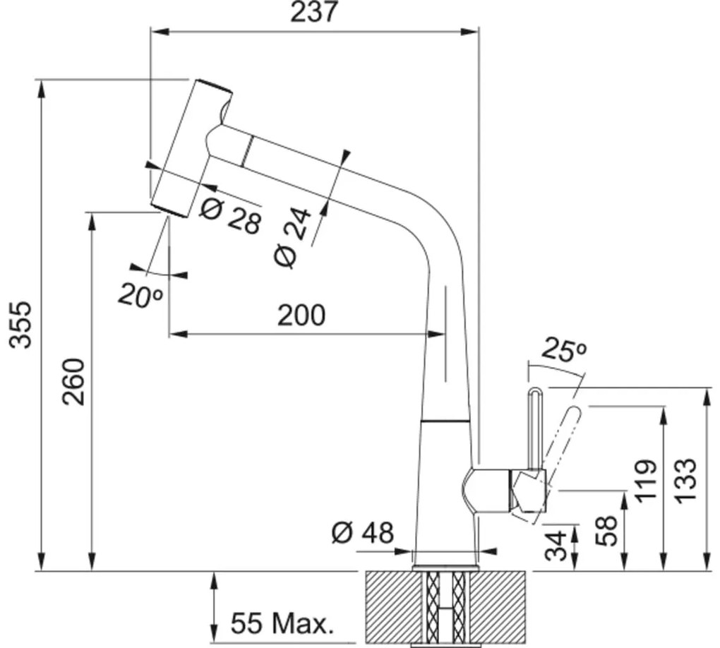 Dřezová baterie Franke FG 5188.901 ICON Matná černá