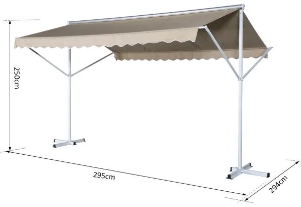 Goleto Volně stojící markýza se sklopnými rameny - 2,95 x 2,94 x 2,5 m | béžová