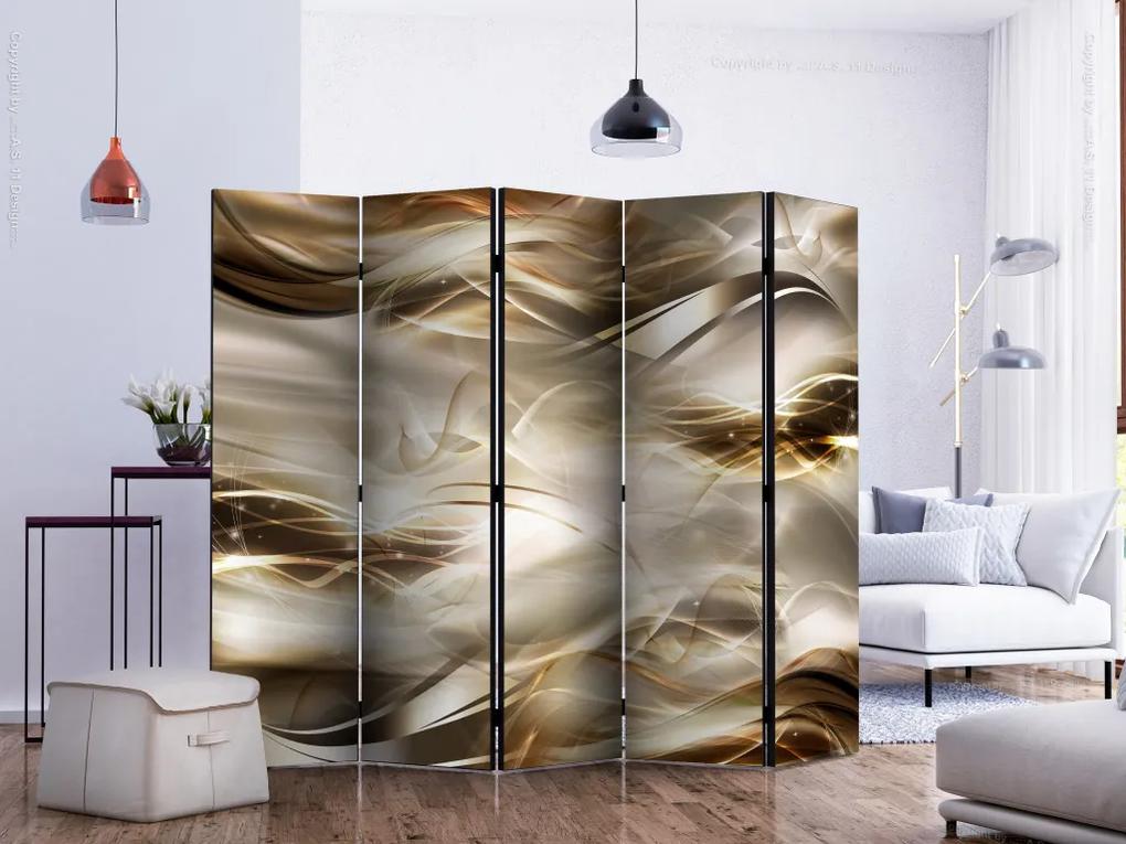 Pokojová zástěna Jantarová řeka II - iluze zlatých vln v abstraktním motivu