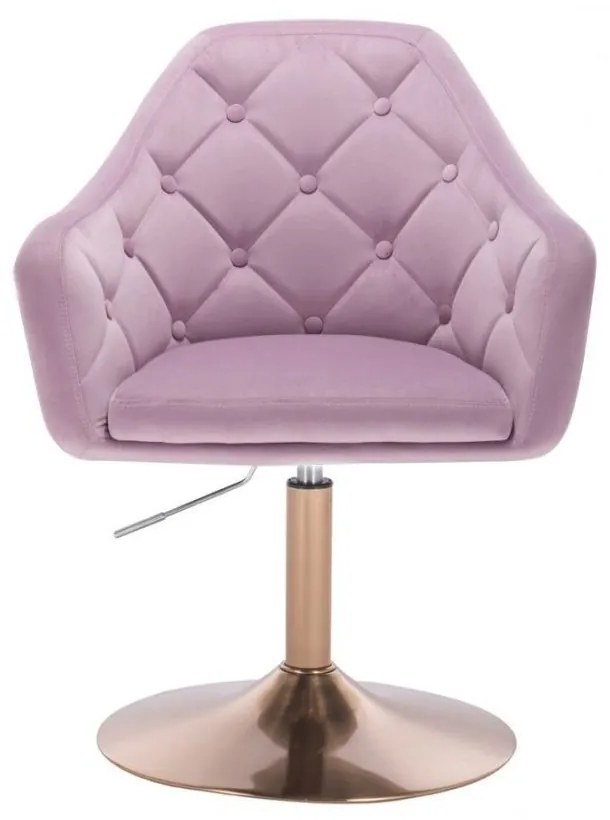 LuxuryForm DESIGN Otočné křeslo ANDORA VELUR na zlatém talíři - levandule