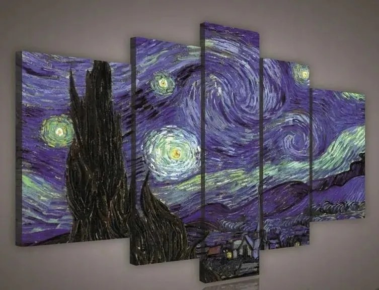 Obraz 170x100 Hvězdná noc Van Gogh krajina noc hvězdy měsíc umění na