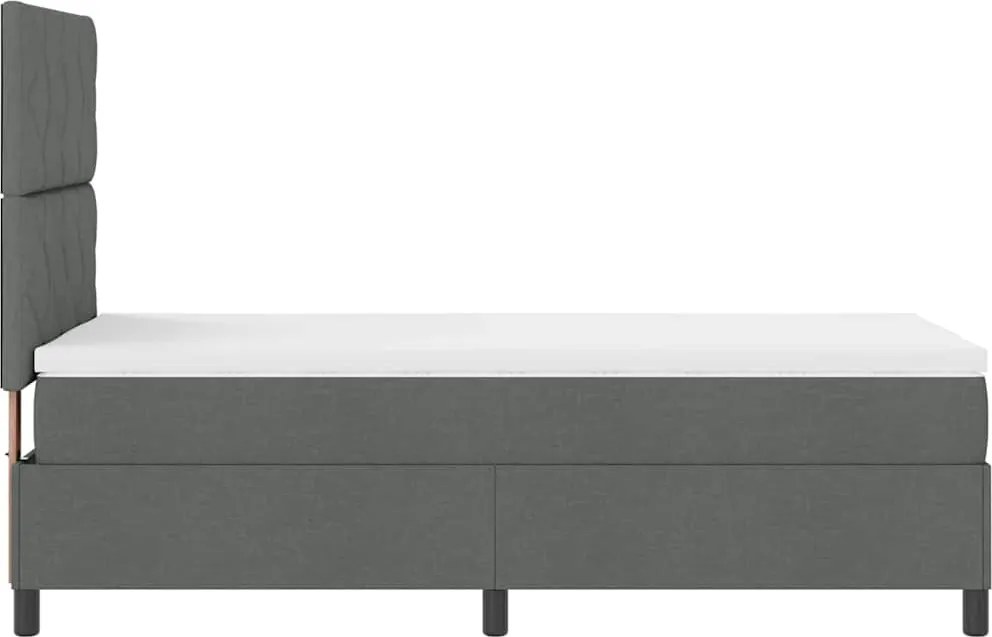 Postel s boxspringem s čelo Tmavě šedá 100 x 200 cm textil 3339442