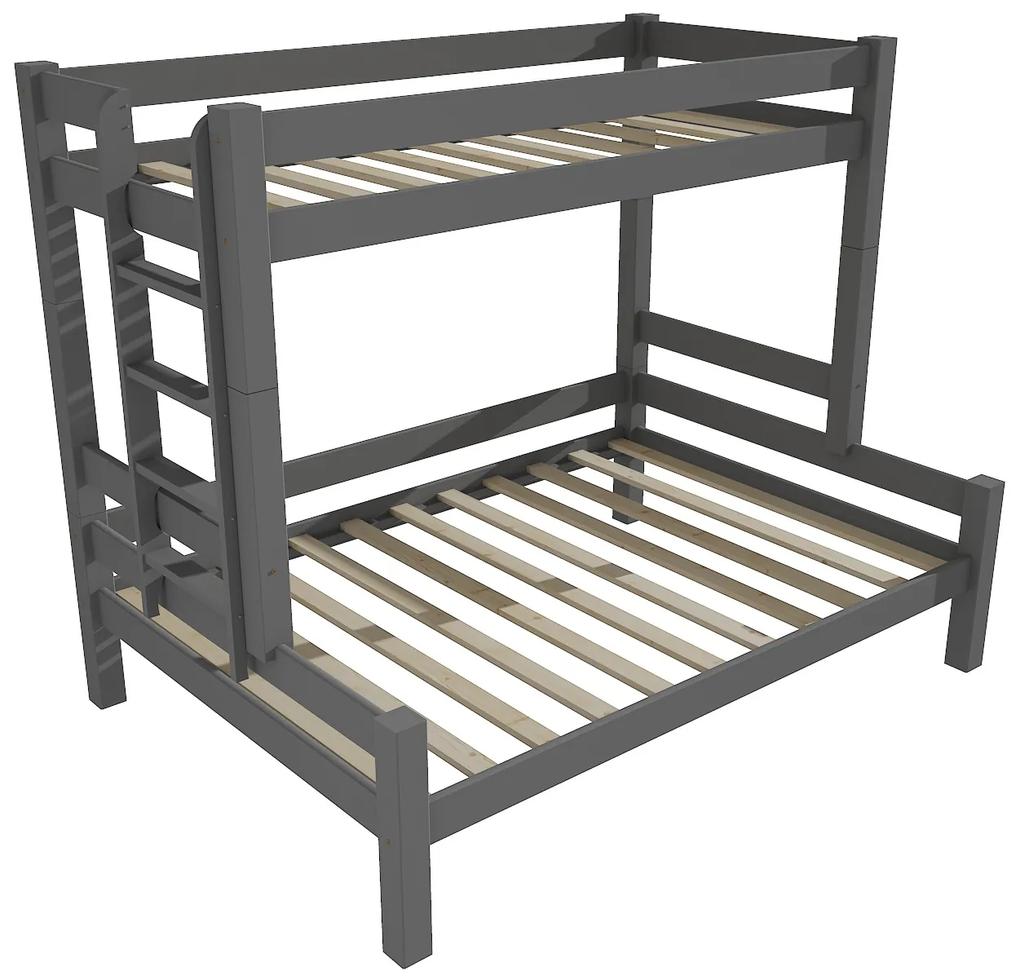 Vomaks Patrová postel s rozšířeným spodním lůžkem 8X8 06B Rozměr: 90/140 x 200 cm, Barva: barva šedá, Varianta: vlevo