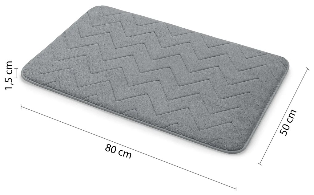 Gedy Gedy, MOUSSE koupelnová předložka, 50x80 cm, 100% polyester, protiskluz, šedá, 96MS508008