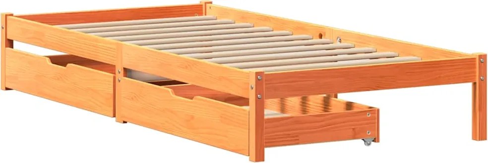 Postel bez matrace voskově hnědá 100 x 200 cm masivní borovice 3301452