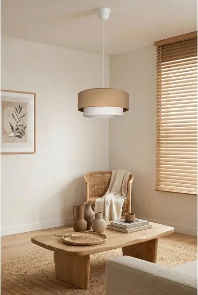 BRILAGI - LED Lustr na lanku BOHO ECO 1xE27/10W/230V pr. 40 cm béžová/krémová