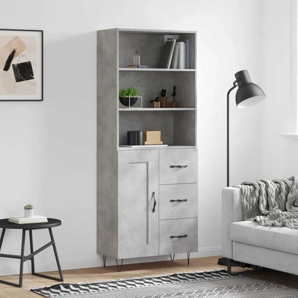 Skříň highboard betonově šedá 69,5x34x180 cm kompozitní dřevo