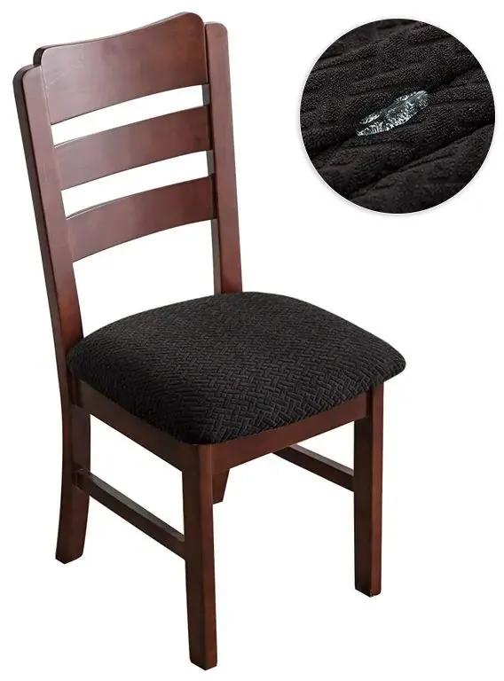 Žakárové vzorované potahy na sedátko jídelní židle (vzor cik-cak) Barva: T2-black (černá)