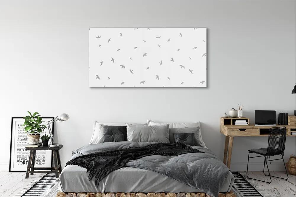 akrylový obraz šedé ptáků 140x70 cm