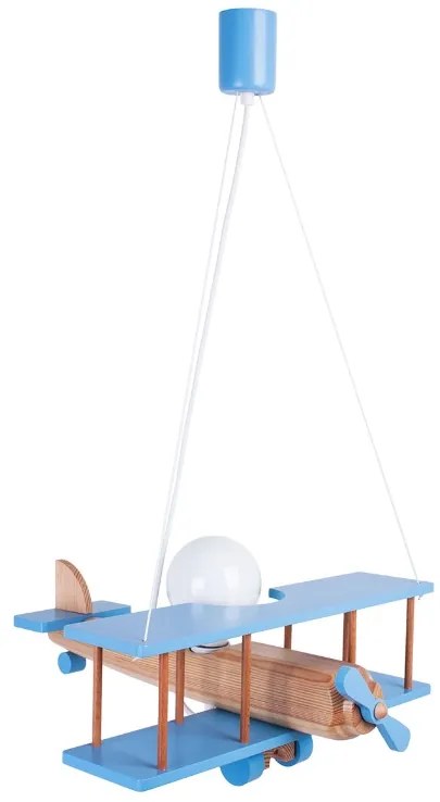 HELLUX Dětský závěsný dřevěný lustr, modrobílý, E27, 1 x 60W 104.11.29