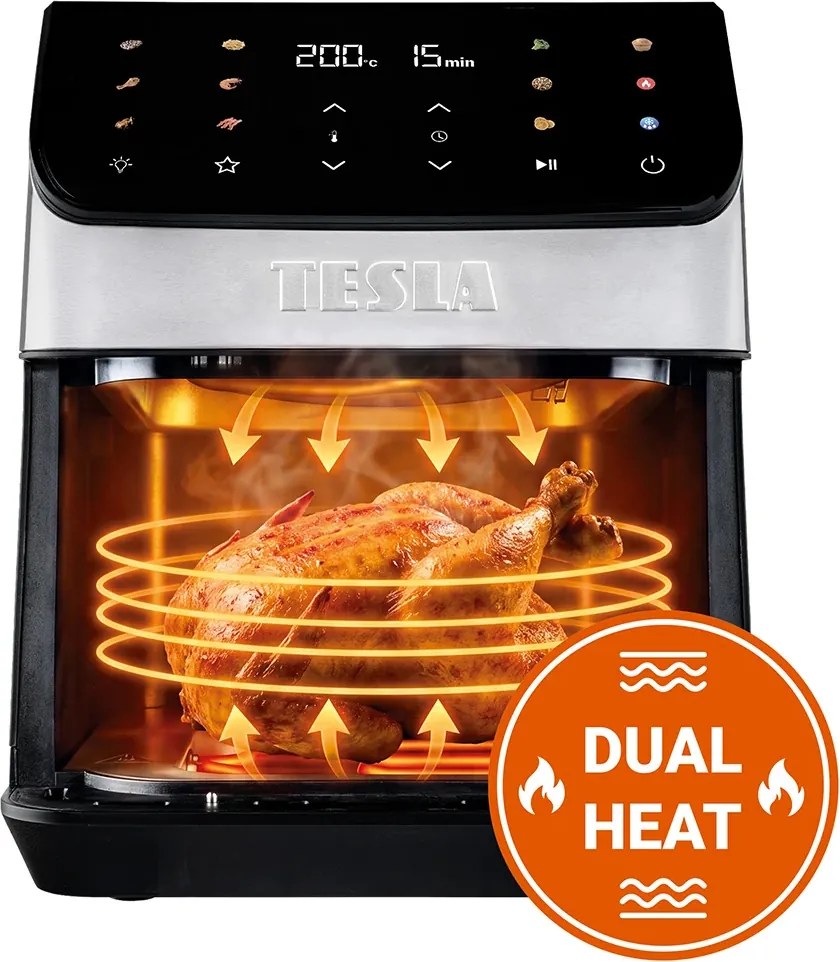 TESLA AirCook DualHeat QD65 XXL - multifunkční duální digitální horkovzdušná fritéza