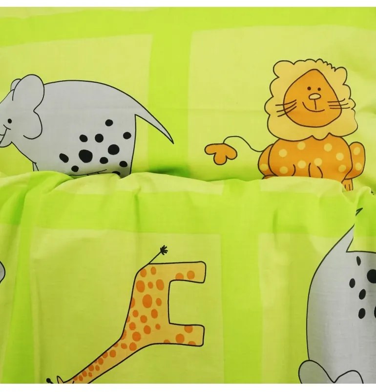 Povlečení dětské ZOO zelené EMI, Dětský set 90x130 + 45x65