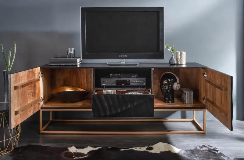 Noble Home Černý mangový televizní stolek Scorpion 160 cm