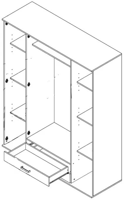 Šatní skříň Laurie, 159 cm, grafit/dub