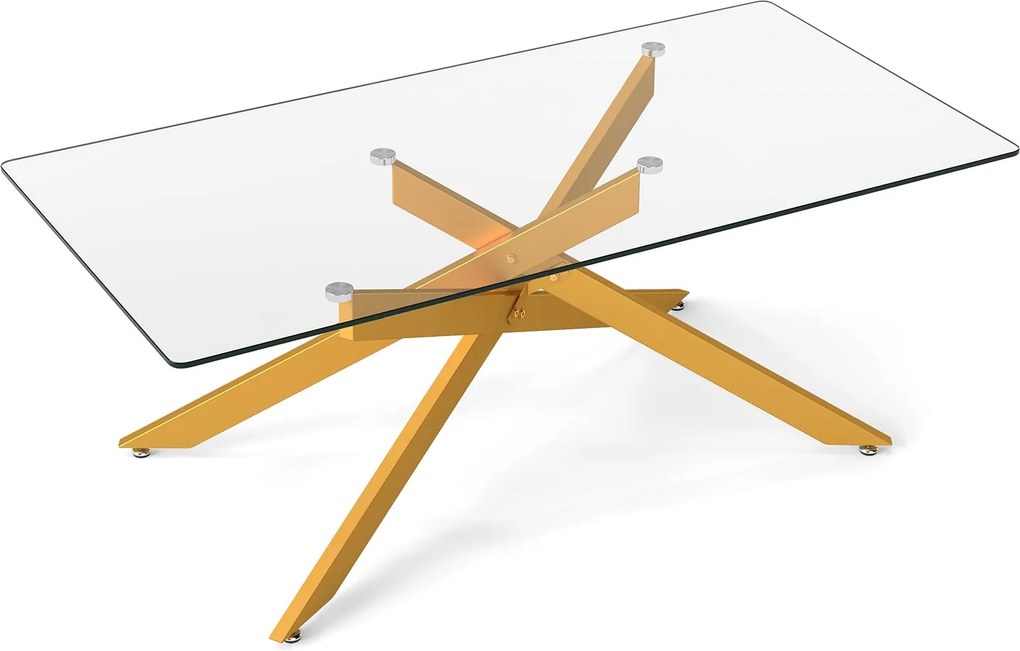 Costway Konferenční stolek z tvrzeného skla Obdélníkový – – 120 × 60 × 45,5 cm