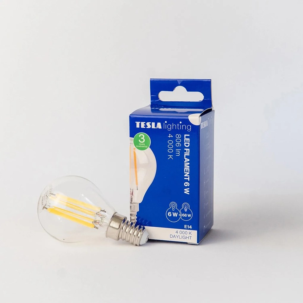 TESLA Lighting LED žárovka Filament Retro E14, 6 W, 806 lm, 4000 K