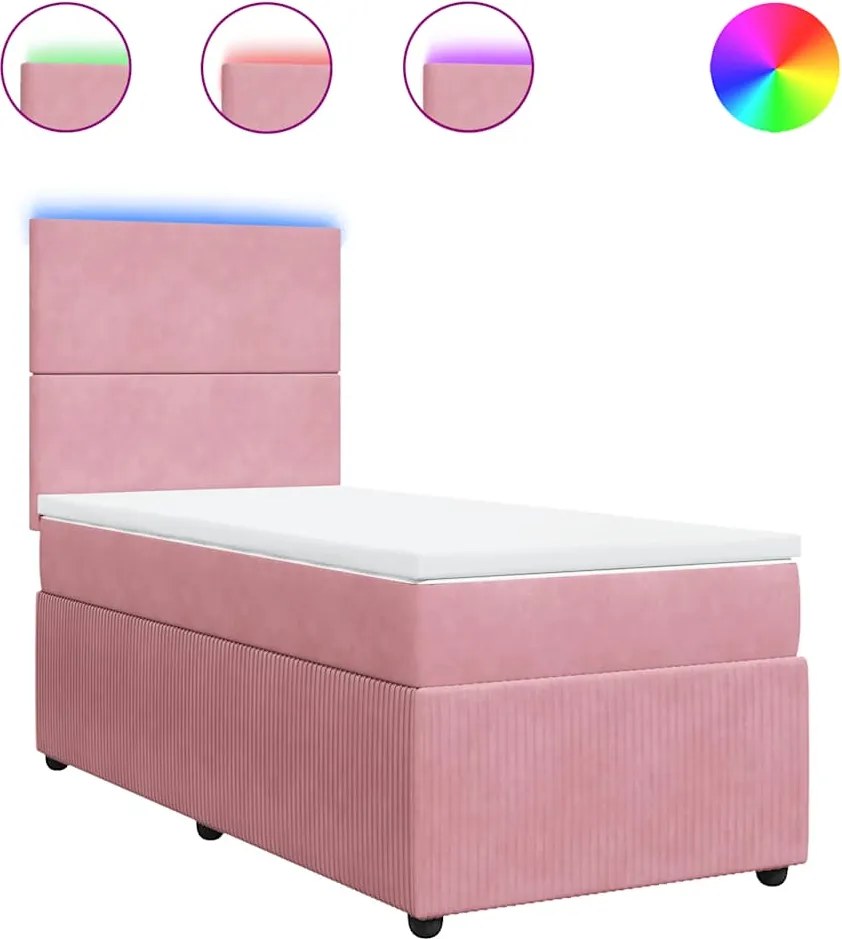 Box spring postel s matrací růžová 100x200 cm samet 3294561