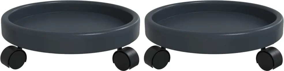 Vozíky na rostliny na kolečkách 2 ks šedé průměr 34 cm 35 kg 154609