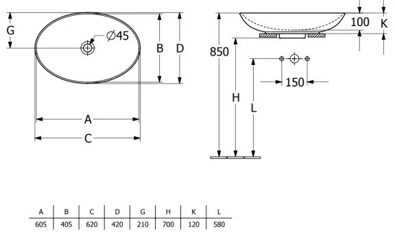 Villeroy & Boch 4A480001 - Umyvadlo na desku LOOP&FRIENDS 62x42 cm keramika/bílá