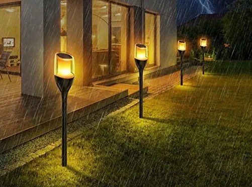 BERGE 12x Solární LED Lampa Svítilna S Plamenem 65 cm Silná PREMIUM