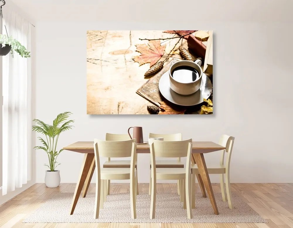 Obraz podzimní šálek kávy - 60x40 cm