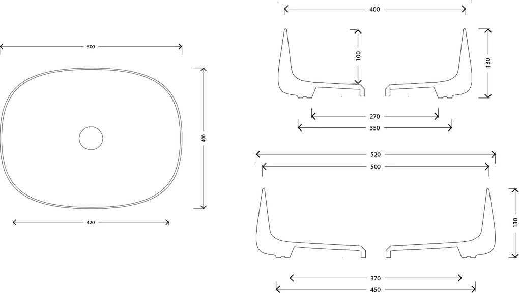 Sapho Jumper WH072 umyvadlo 50 x 13 x 40 cm bílá
