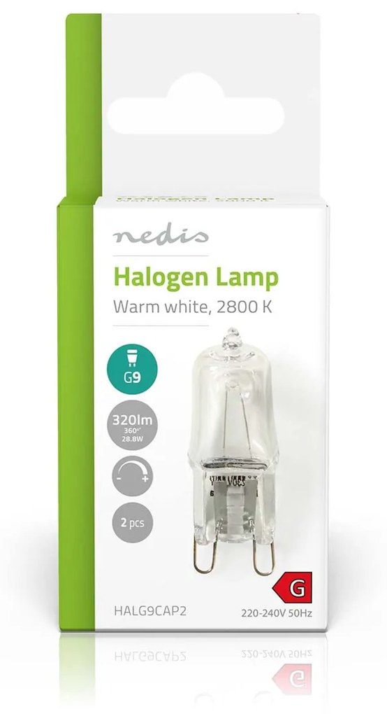 Nedis Halogenová žárovka G9 | 28 W | 320 lm | 2800 K | Teplá Bílá