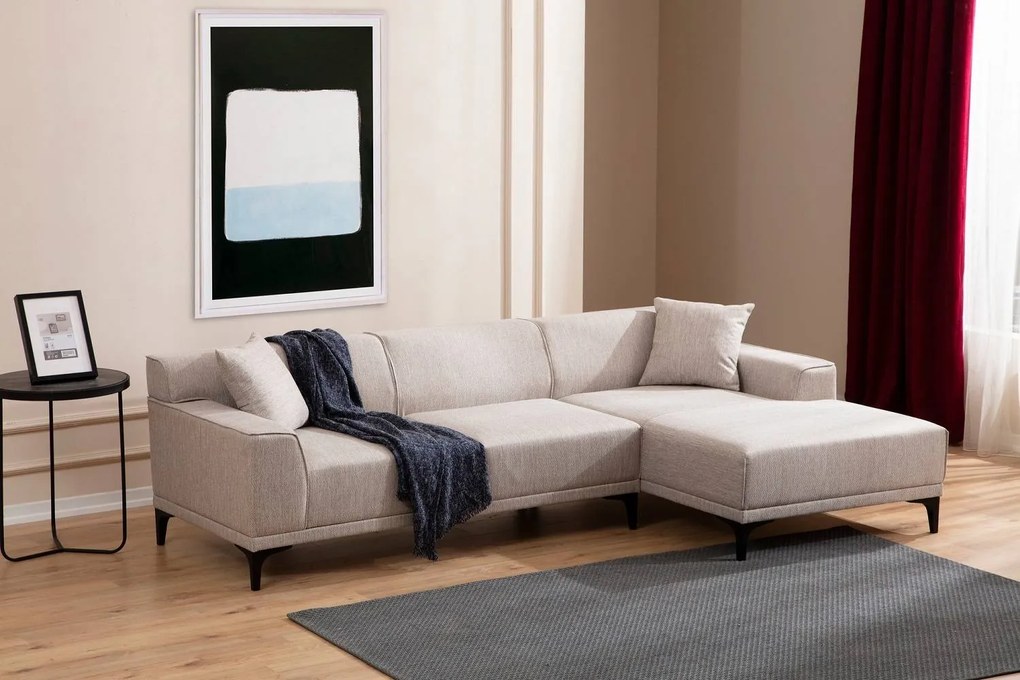 Designová rohová sedačka Dellyn 250 cm bílá - pravá