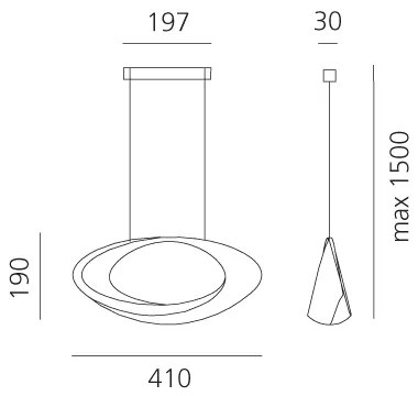 Artemide 1182W10A Cabildo sospensione, designové závěsné svítidlo, 44W LED 2700K stmívatelné, šířka 41cm