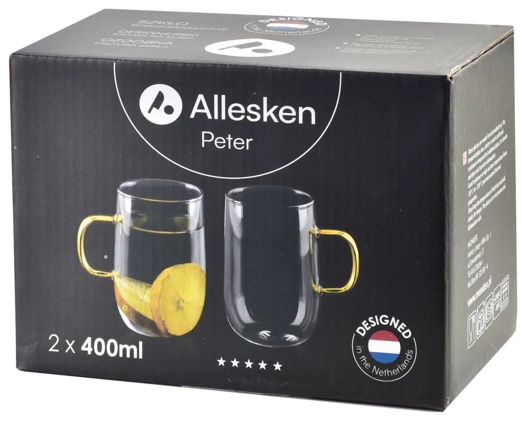 Skleněný hrnek Peter 400 ml sada 2ks
