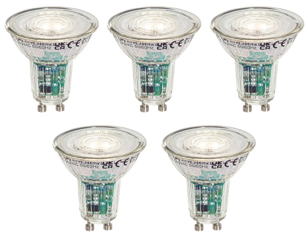 Sada 5 chytrých LED žárovek GU10 50mm čirých 4,7W 345 lm 2200-4000K