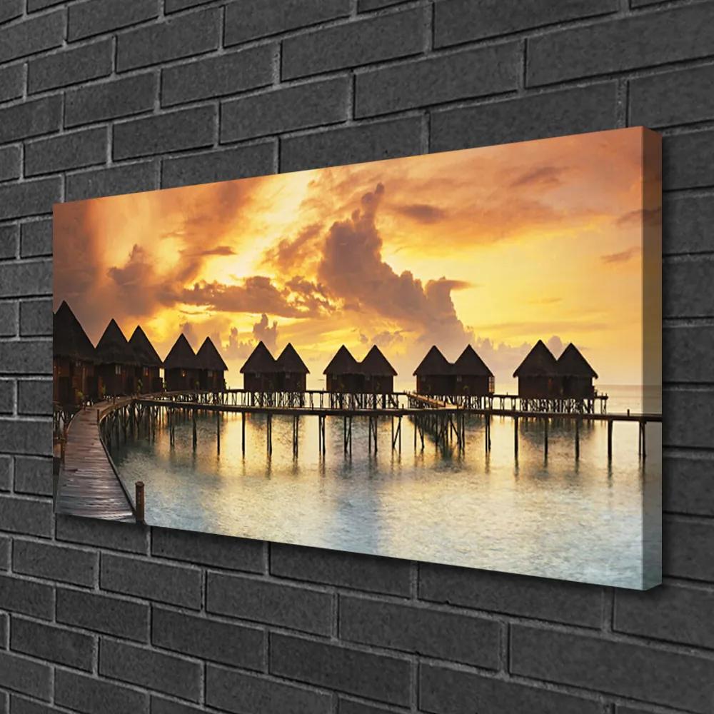 Obraz na plátně Moře Prázdniny Domky 100x50 cm