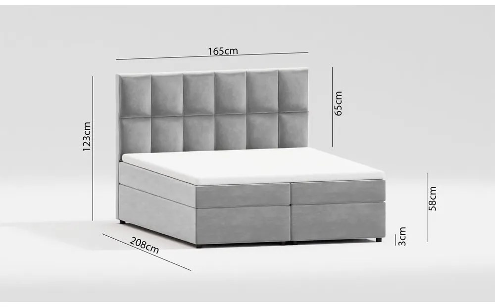 Světle šedá boxspring postel s úložným prostorem 160x200 cm Flip – Ropez