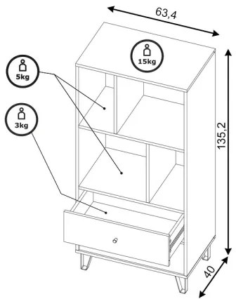 Komoda SULA dub craft/černá